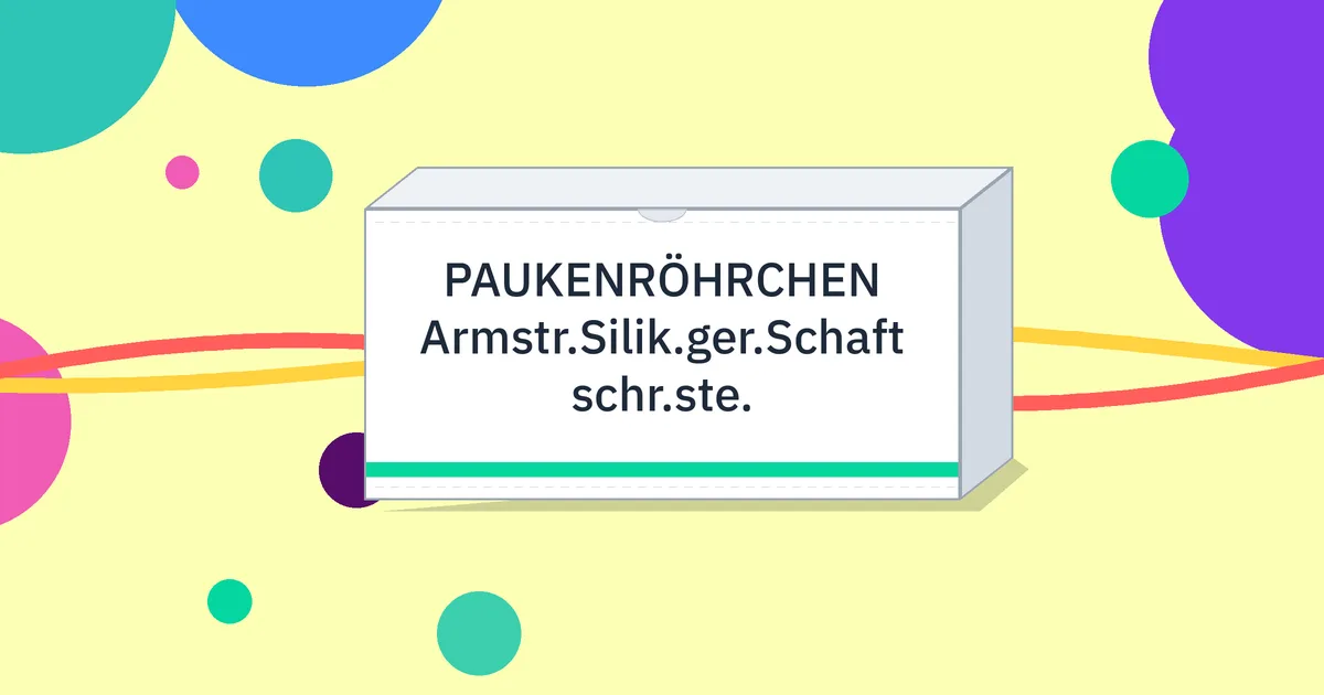 Symbolbild: Packung mit der Aufschrift PAUKENRÖHRCHEN Armstr.Silik.ger.Schaft schr.ste. (PZN 18355206) – Verfügbarkeit und Bezug in Apotheken in Frankfurt am Main