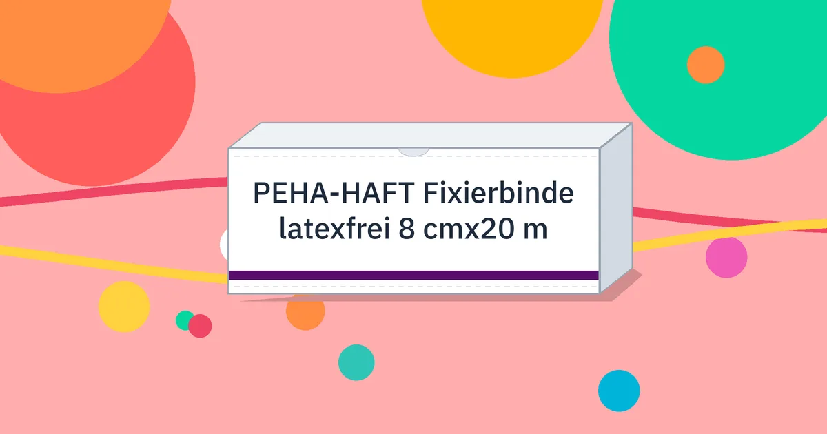 Symbolbild: Packung mit der Aufschrift PEHA-HAFT Fixierbinde latexfrei 8 cmx20 m (PZN 19122208) – Verfügbarkeit und Bezug in Apotheken in Frankfurt am Main