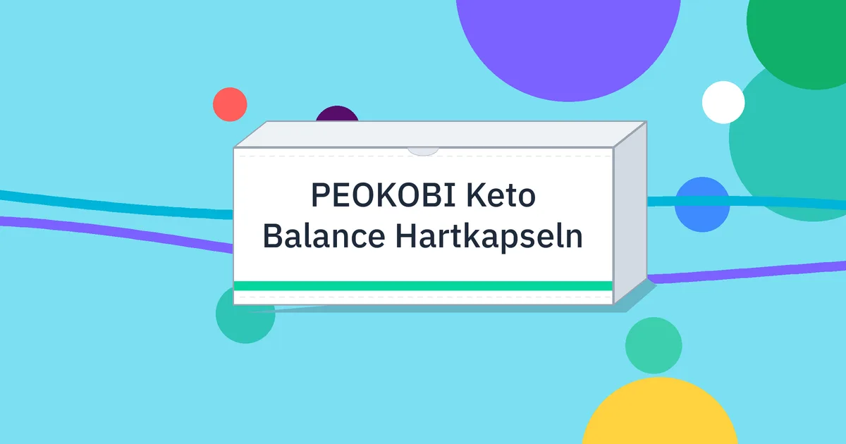 Symbolbild: Packung mit der Aufschrift PEOKOBI Keto Balance Hartkapseln (PZN 19963913) – Verfügbarkeit und Bezug in Apotheken in Frankfurt am Main
