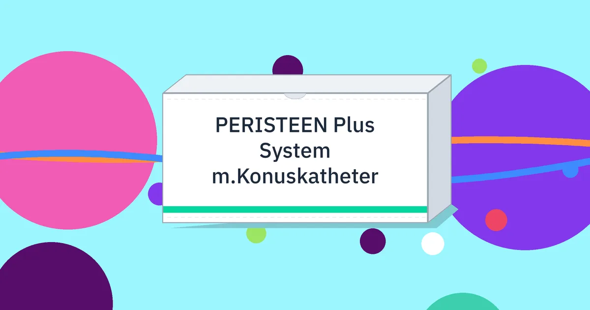 Symbolbild: Packung mit der Aufschrift PERISTEEN Plus System m.Konuskatheter (PZN 17179434) – Verfügbarkeit und Bezug in Apotheken in Frankfurt am Main