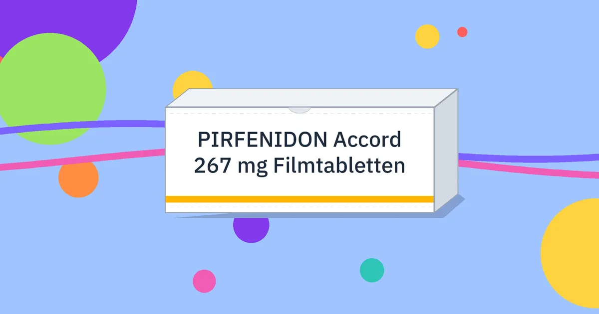 Symbolbild: Packung mit der Aufschrift PIRFENIDON Accord 267 mg Filmtabletten (PZN 18220239) – Verfügbarkeit und Bezug in Apotheken in Frankfurt am Main