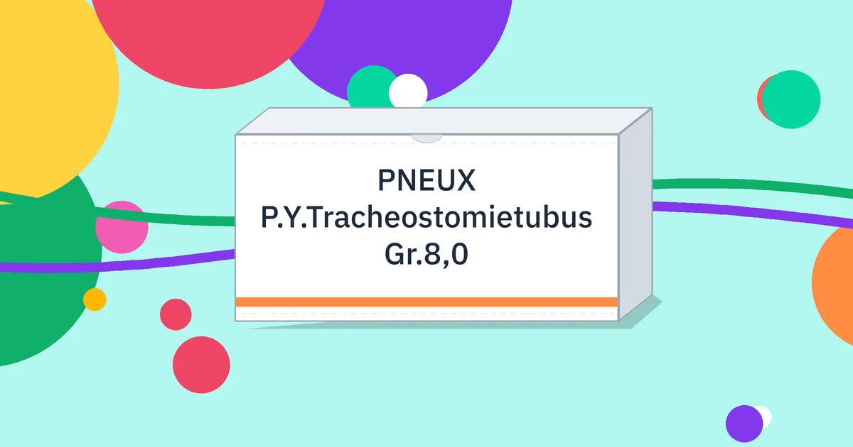 Symbolbild: Packung mit der Aufschrift PNEUX P.Y.Tracheostomietubus Gr.8,0 (PZN 14165897) – Verfügbarkeit und Bezug in Apotheken in Frankfurt am Main