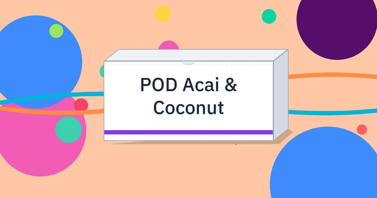 Symbolbild: Packung mit der Aufschrift POD Acai & Coconut (PZN 18907657) – Verfügbarkeit und Bezug in Apotheken in Frankfurt am Main