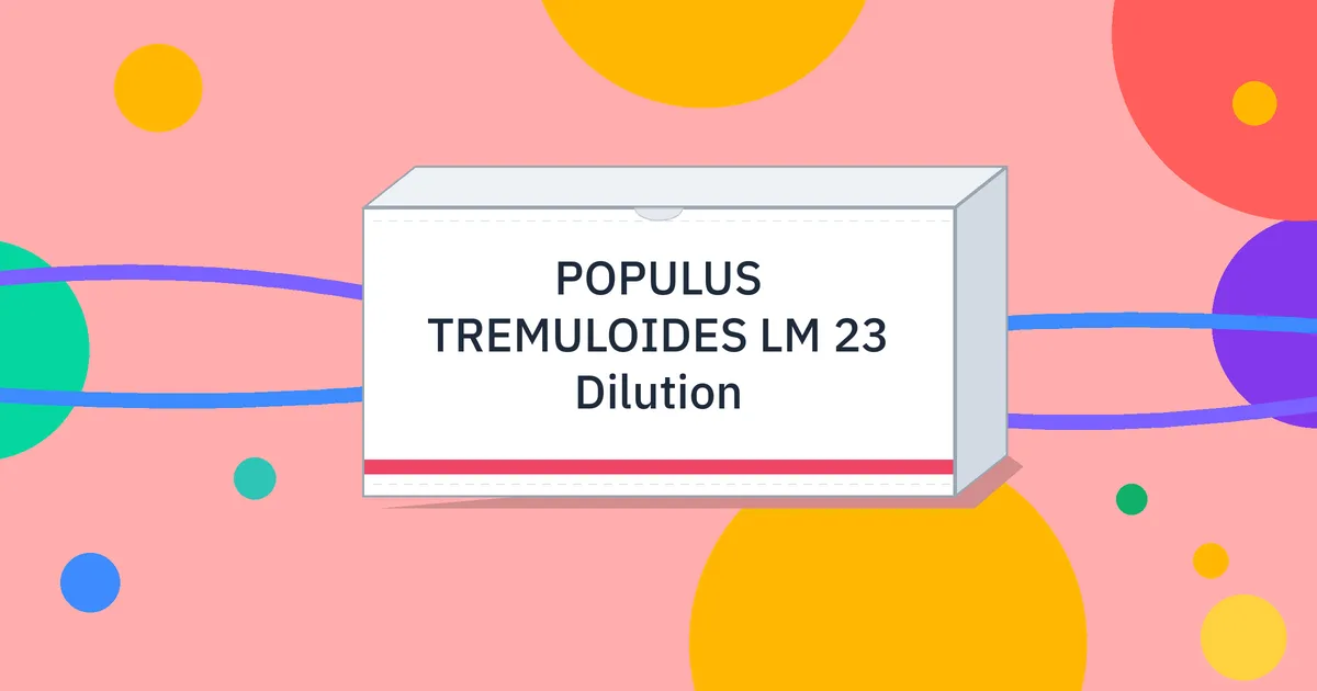 Symbolbild: Packung mit der Aufschrift POPULUS TREMULOIDES LM 23 Dilution (PZN 13664871) – Verfügbarkeit und Bezug in Apotheken in Frankfurt am Main