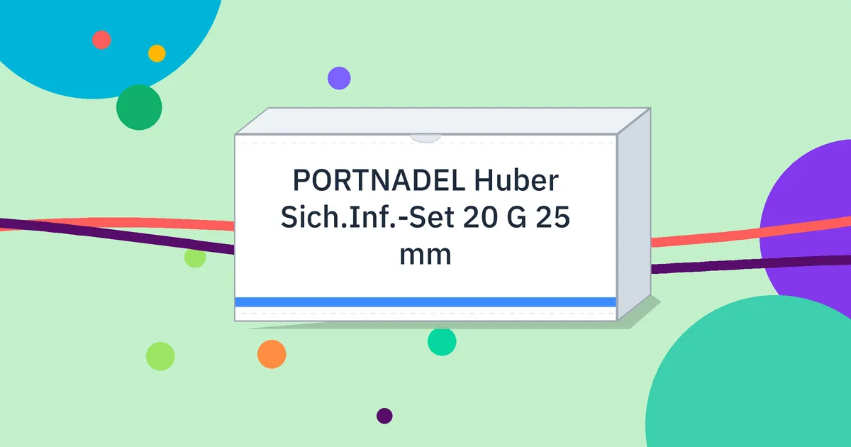 Symbolbild: Packung mit der Aufschrift PORTNADEL Huber Sich.Inf.-Set 20 G 25 mm (PZN 00354910) – Verfügbarkeit und Bezug in Apotheken in Frankfurt am Main