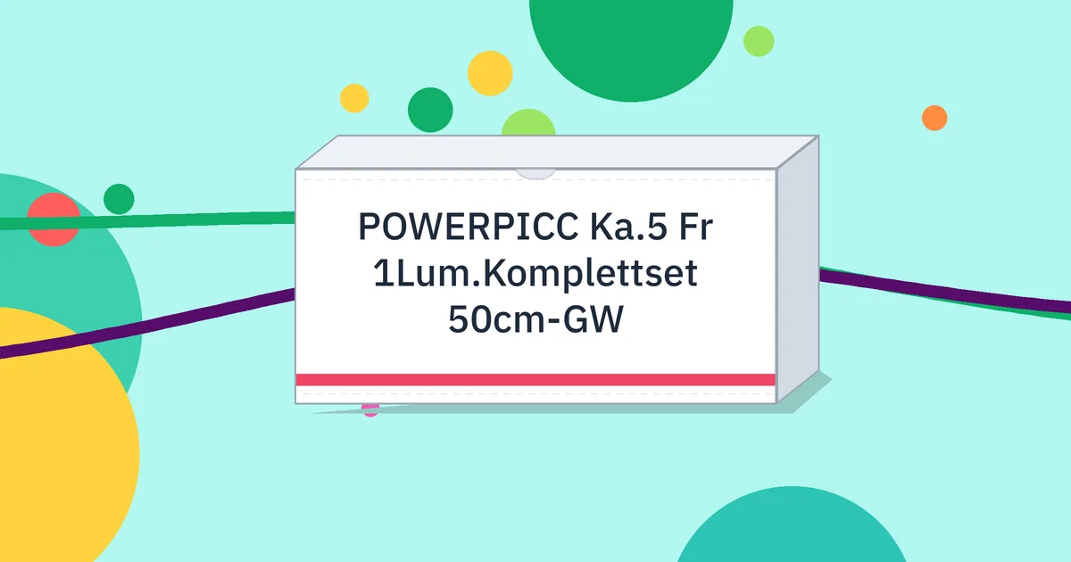 Symbolbild: Packung mit der Aufschrift POWERPICC Ka.5 Fr 1Lum.Komplettset 50cm-GW (PZN 12777627) – Verfügbarkeit und Bezug in Apotheken in Frankfurt am Main