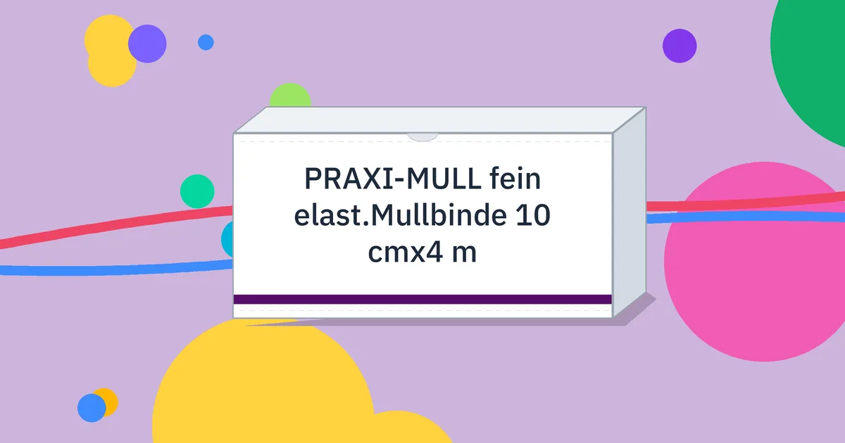 Symbolbild: Packung mit der Aufschrift PRAXI-MULL fein elast.Mullbinde 10 cmx4 m (PZN 12827265) – Verfügbarkeit und Bezug in Apotheken in Frankfurt am Main