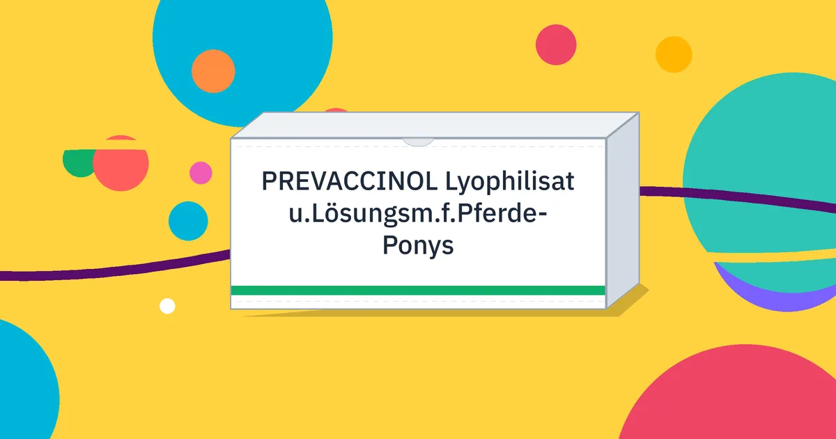 Symbolbild: Packung mit der Aufschrift PREVACCINOL Lyophilisat u.Lösungsm.f.Pferde-Ponys (PZN 18725519) – Verfügbarkeit und Bezug in Apotheken in Frankfurt am Main