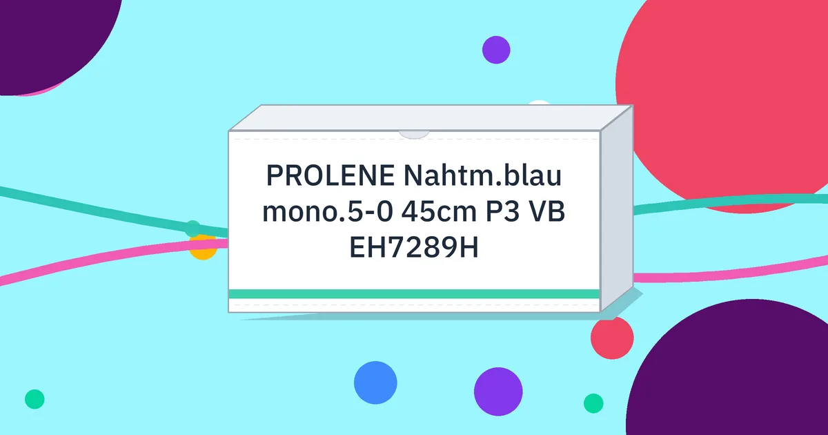 Symbolbild: Packung mit der Aufschrift PROLENE Nahtm.blau mono.5-0 45cm P3 VB EH7289H (PZN 16797986) – Verfügbarkeit und Bezug in Apotheken in Frankfurt am Main