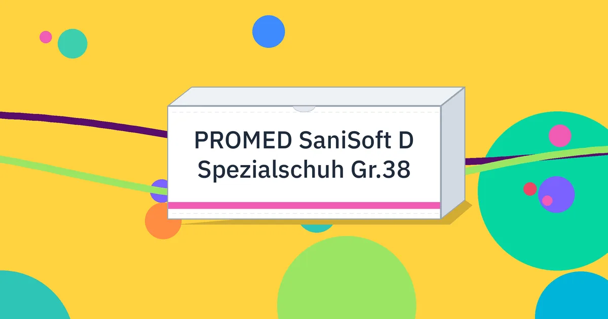Symbolbild: Packung mit der Aufschrift PROMED SaniSoft D Spezialschuh Gr.38 (PZN 05482162) – Verfügbarkeit und Bezug in Apotheken in Frankfurt am Main