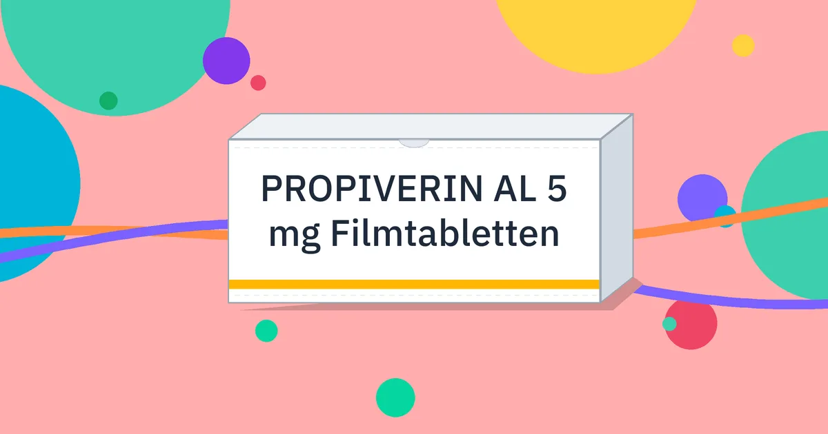 Symbolbild: Packung mit der Aufschrift PROPIVERIN AL 5 mg Filmtabletten (PZN 05123606) – Verfügbarkeit und Bezug in Apotheken in Frankfurt am Main