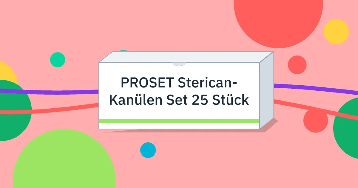 Symbolbild: Packung mit der Aufschrift PROSET Sterican-Kanülen Set 25 Stück (PZN 04834400) – Verfügbarkeit und Bezug in Apotheken in Frankfurt am Main