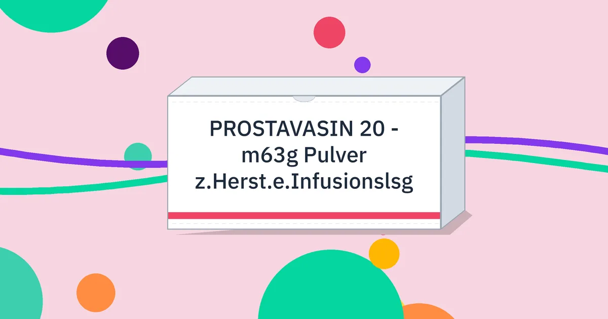 Symbolbild: Packung mit der Aufschrift PROSTAVASIN 20 -m63g Pulver z.Herst.e.Infusionslsg (PZN 09738322) – Verfügbarkeit und Bezug in Apotheken in Frankfurt am Main