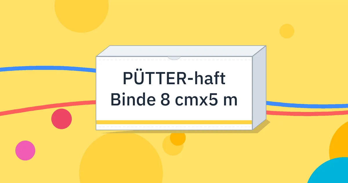 Symbolbild: Packung mit der Aufschrift PÜTTER-haft Binde 8 cmx5 m (PZN 13451483) – Verfügbarkeit und Bezug in Apotheken in Frankfurt am Main