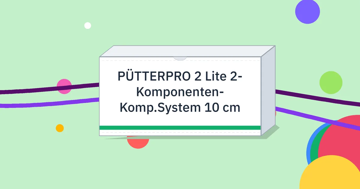 Symbolbild: Packung mit der Aufschrift PÜTTERPRO 2 Lite 2-Komponenten-Komp.System 10 cm (PZN 20416139) – Verfügbarkeit und Bezug in Apotheken in Frankfurt am Main