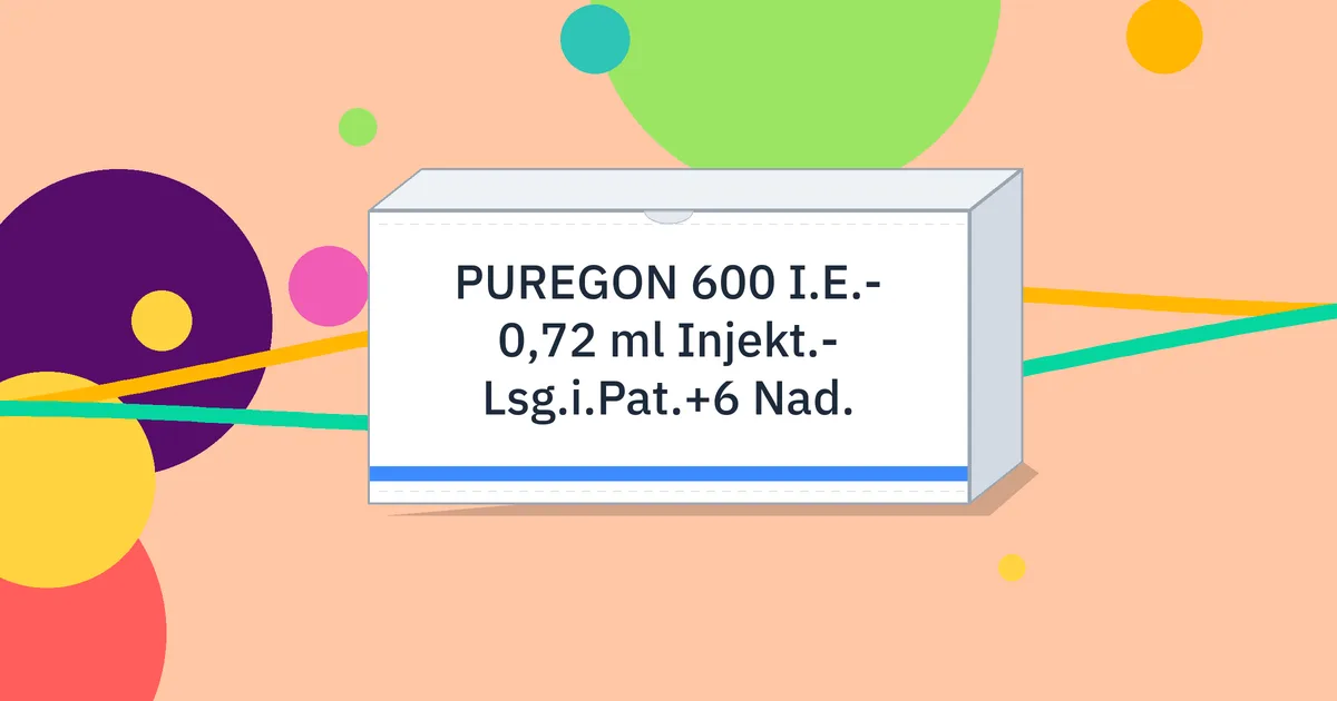 Symbolbild: Packung mit der Aufschrift PUREGON 600 I.E.-0,72 ml Injekt.-Lsg.i.Pat.+6 Nad. (PZN 07321948) – Verfügbarkeit und Bezug in Apotheken in Frankfurt am Main