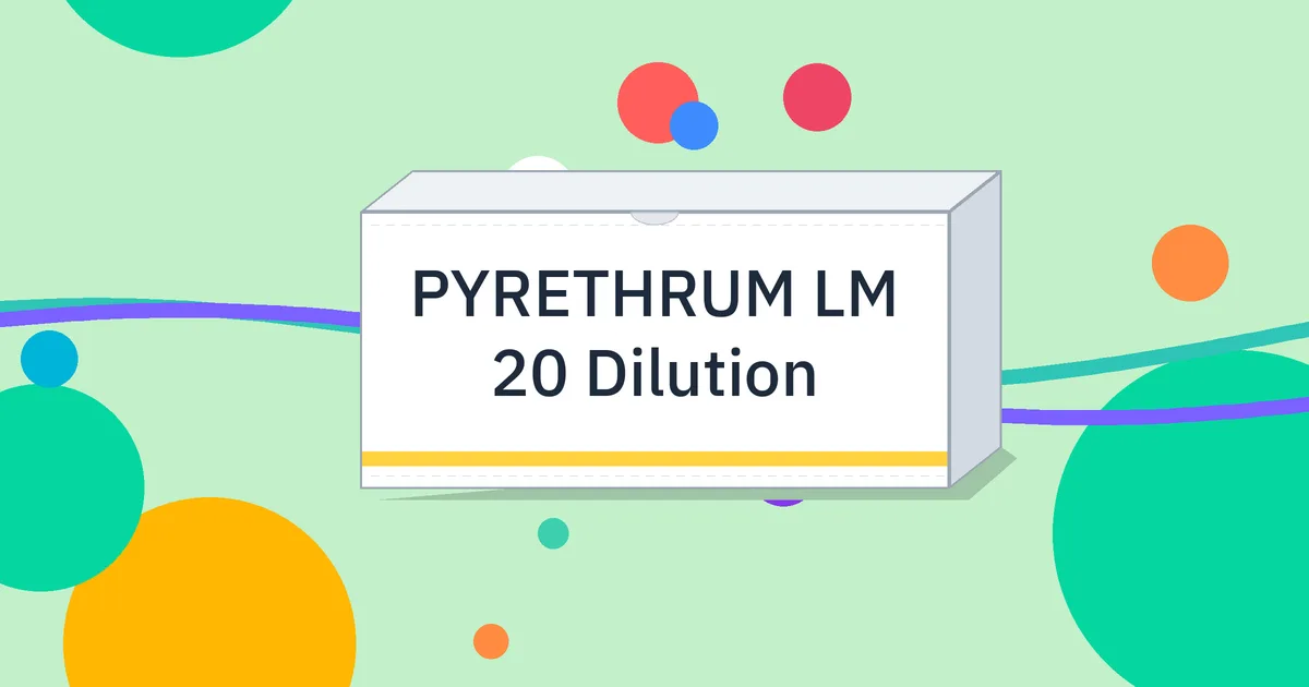Symbolbild: Packung mit der Aufschrift PYRETHRUM LM 20 Dilution (PZN 13671871) – Verfügbarkeit und Bezug in Apotheken in Frankfurt am Main