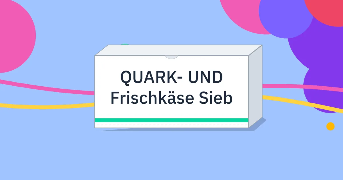Symbolbild: Packung mit der Aufschrift QUARK- UND Frischkäse Sieb (PZN 11731623) – Verfügbarkeit und Bezug in Apotheken in Frankfurt am Main