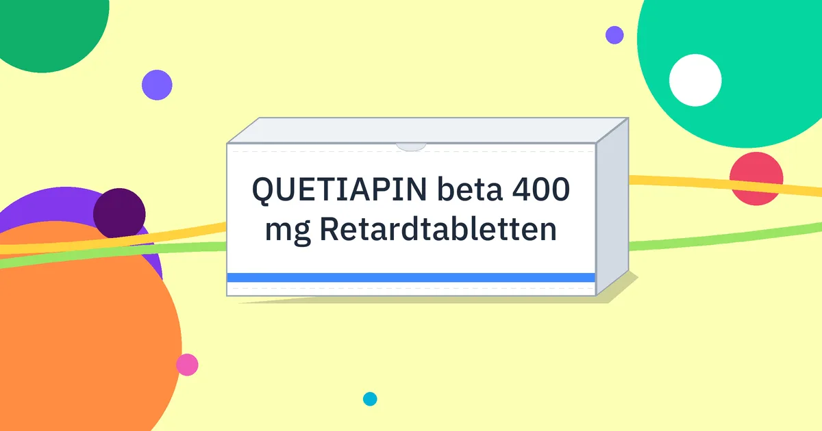 Symbolbild: Packung mit der Aufschrift QUETIAPIN beta 400 mg Retardtabletten (PZN 13700213) – Verfügbarkeit und Bezug in Apotheken in Frankfurt am Main