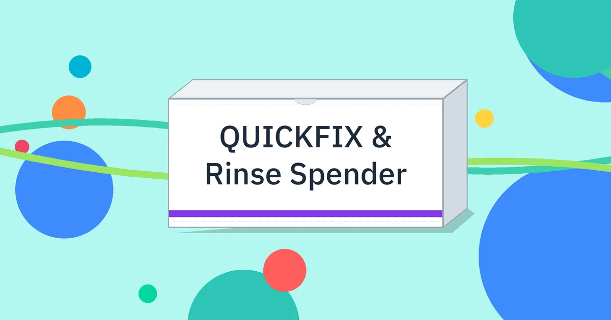 Symbolbild: Packung mit der Aufschrift QUICKFIX & Rinse Spender (PZN 10987875) – Verfügbarkeit und Bezug in Apotheken in Frankfurt am Main
