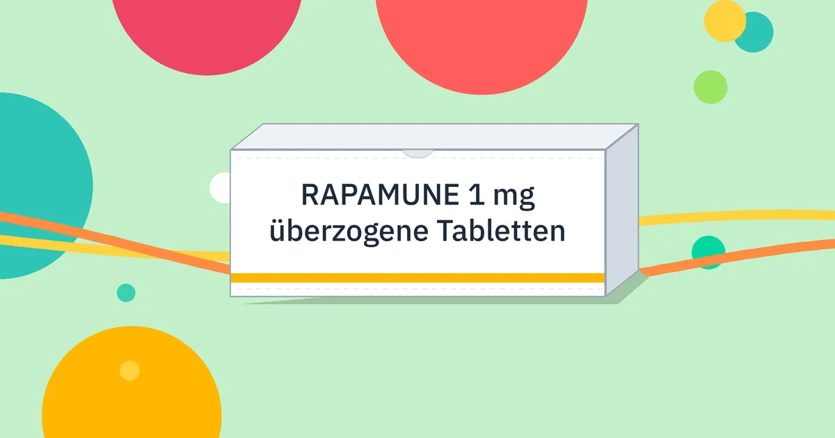 Symbolbild: Packung mit der Aufschrift RAPAMUNE 1 mg überzogene Tabletten (PZN 19779233) – Verfügbarkeit und Bezug in Apotheken in Frankfurt am Main
