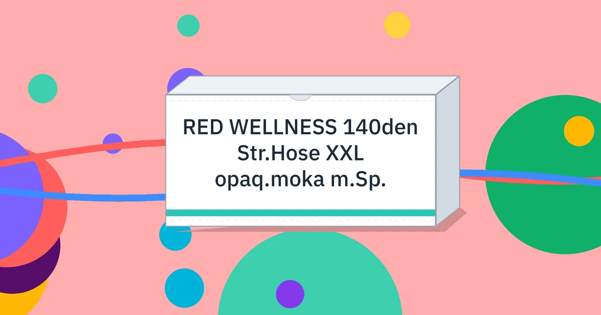 Symbolbild: Packung mit der Aufschrift RED WELLNESS 140den Str.Hose XXL opaq.moka m.Sp. (PZN 16176095) – Verfügbarkeit und Bezug in Apotheken in Frankfurt am Main