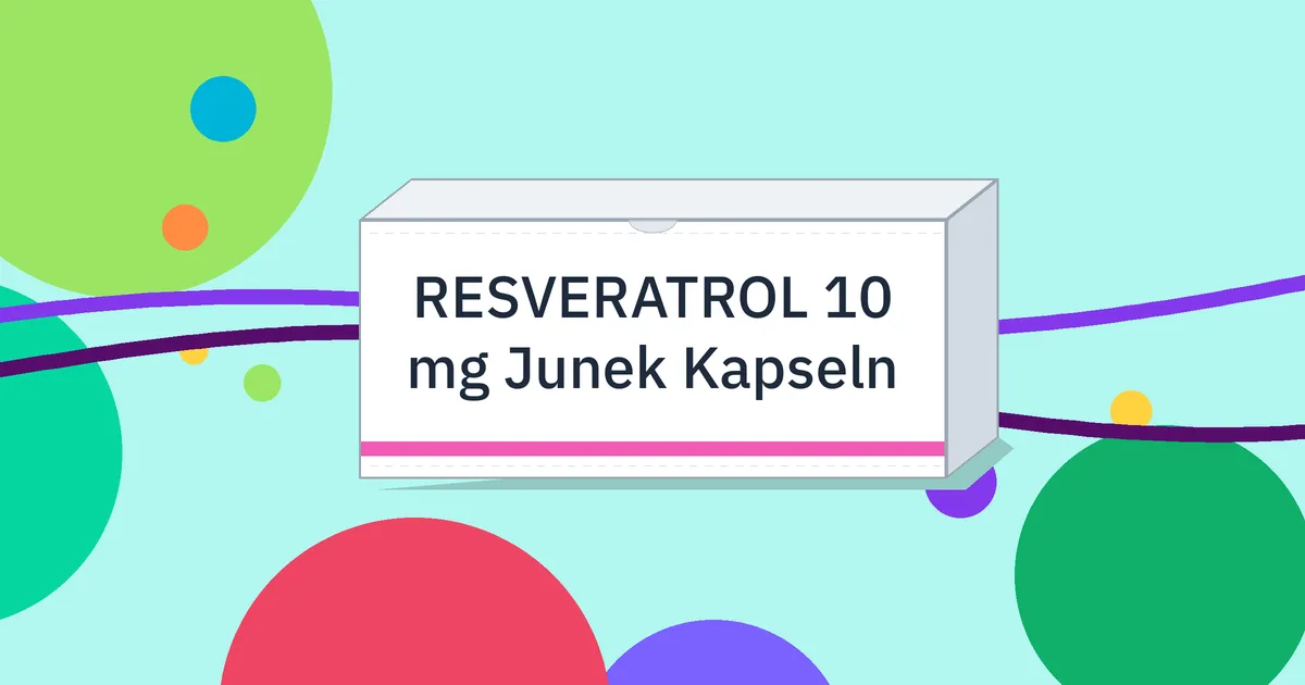 Symbolbild: Packung mit der Aufschrift RESVERATROL 10 mg Junek Kapseln (PZN 02571505) – Verfügbarkeit und Bezug in Apotheken in Frankfurt am Main