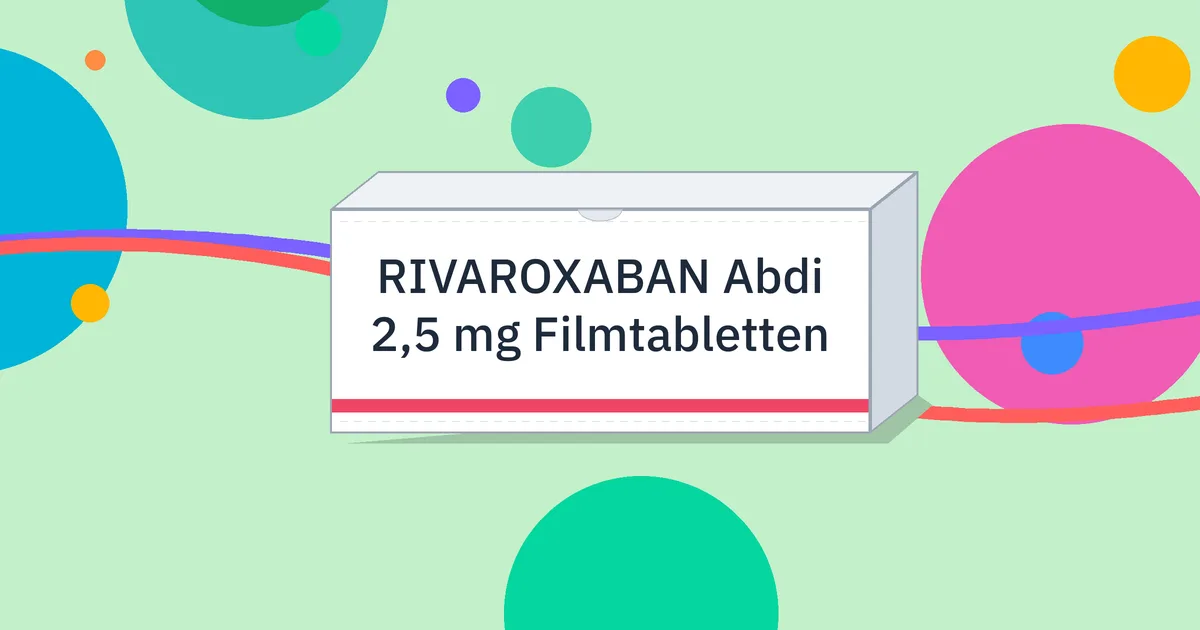 Symbolbild: Packung mit der Aufschrift RIVAROXABAN Abdi 2,5 mg Filmtabletten (PZN 18820011) – Verfügbarkeit und Bezug in Apotheken in Frankfurt am Main