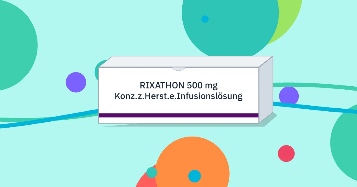 Symbolbild: Packung mit der Aufschrift RIXATHON 500 mg Konz.z.Herst.e.Infusionslösung (PZN 19643901) – Verfügbarkeit und Bezug in Apotheken in Frankfurt am Main