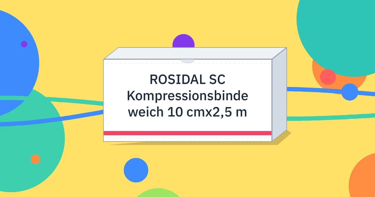 Symbolbild: Packung mit der Aufschrift ROSIDAL SC Kompressionsbinde weich 10 cmx2,5 m (PZN 17851357) – Verfügbarkeit und Bezug in Apotheken in Frankfurt am Main