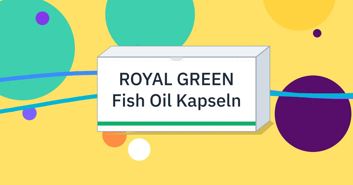 Symbolbild: Packung mit der Aufschrift ROYAL GREEN Fish Oil Kapseln (PZN 16504458) – Verfügbarkeit und Bezug in Apotheken in Frankfurt am Main