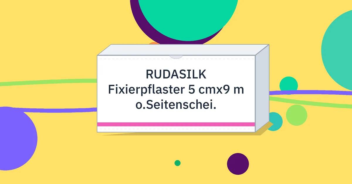 Symbolbild: Packung mit der Aufschrift RUDASILK Fixierpflaster 5 cmx9 m o.Seitenschei. (PZN 01437331) – Verfügbarkeit und Bezug in Apotheken in Frankfurt am Main