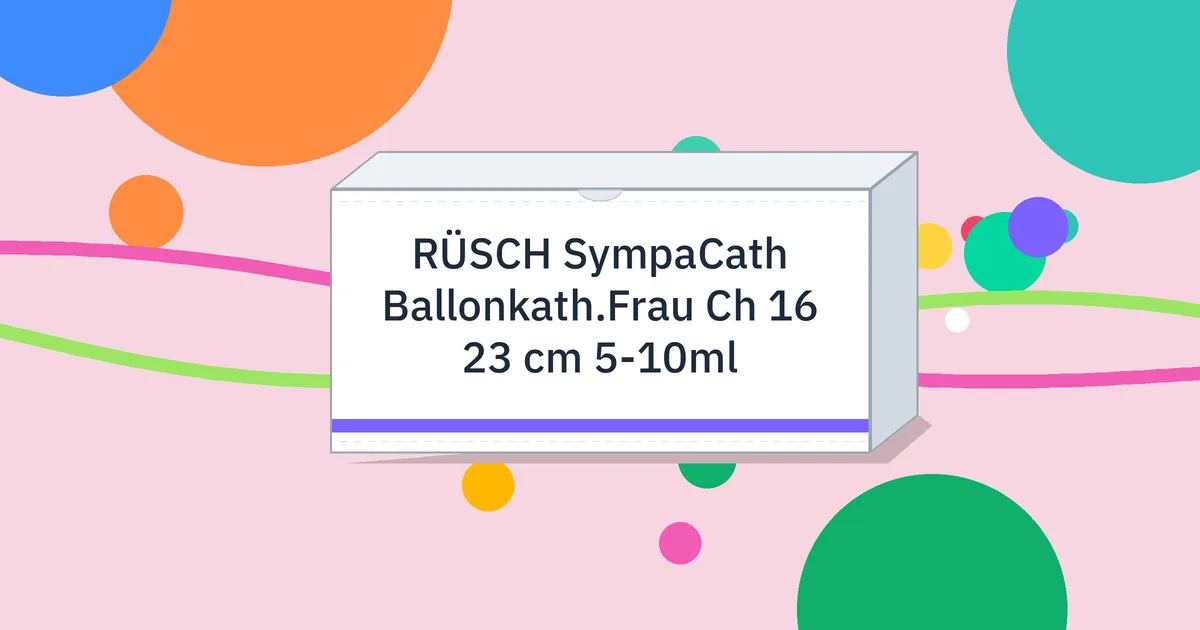 Symbolbild: Packung mit der Aufschrift RÜSCH SympaCath Ballonkath.Frau Ch 16 23 cm 5-10ml (PZN 07710087) – Verfügbarkeit und Bezug in Apotheken in Frankfurt am Main