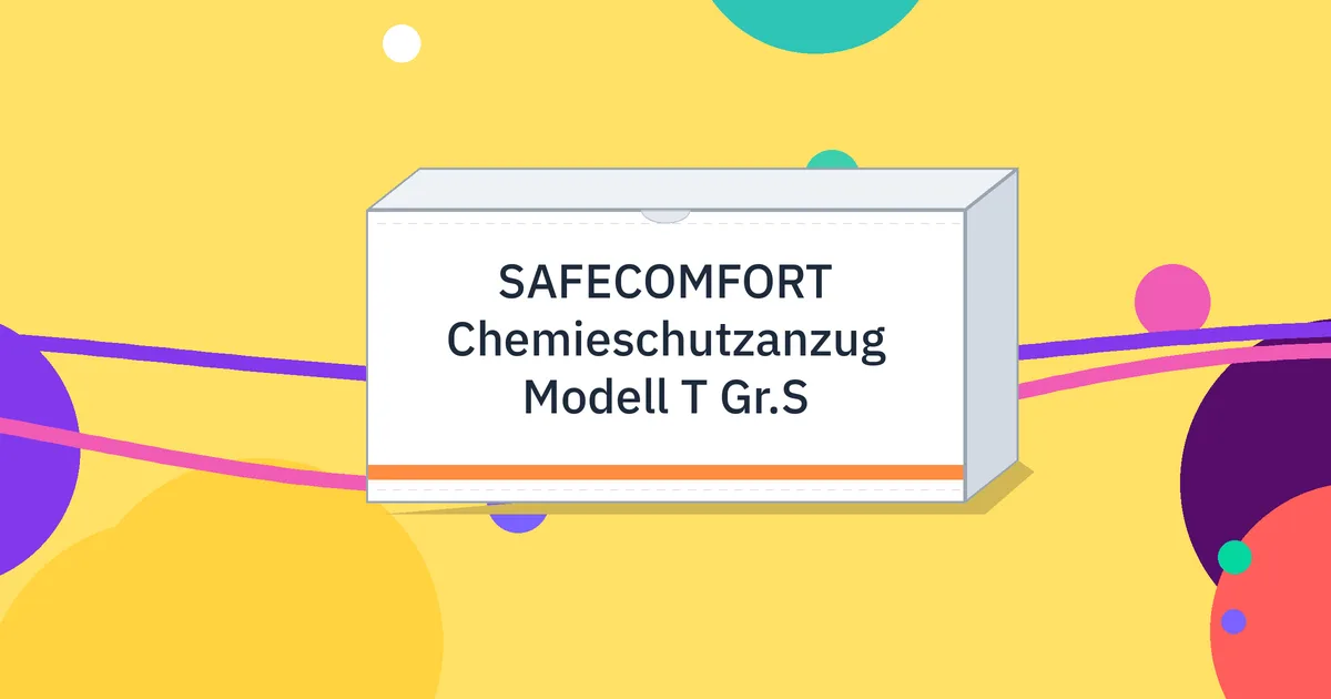 Symbolbild: Packung mit der Aufschrift SAFECOMFORT Chemieschutzanzug Modell T Gr.S (PZN 15305544) – Verfügbarkeit und Bezug in Apotheken in Frankfurt am Main
