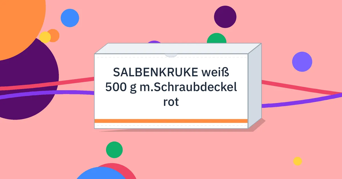 Symbolbild: Packung mit der Aufschrift SALBENKRUKE weiß 500 g m.Schraubdeckel rot (PZN 10121940) – Verfügbarkeit und Bezug in Apotheken in Frankfurt am Main