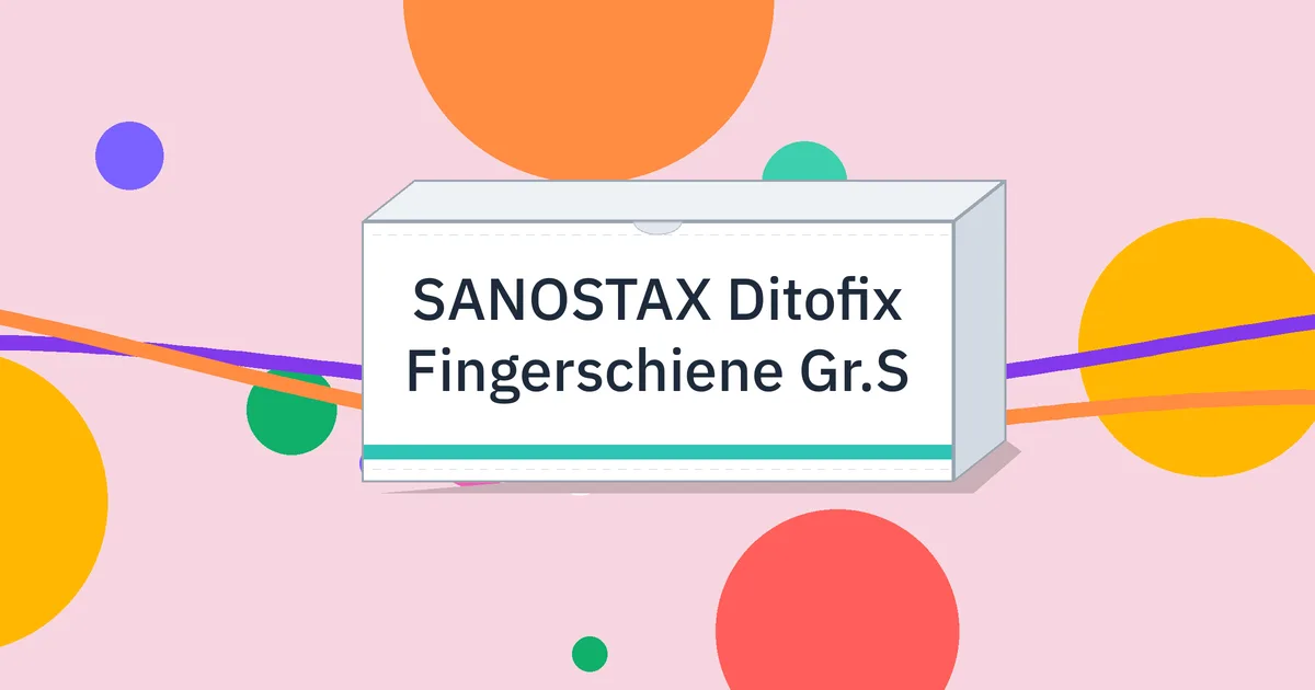 Symbolbild: Packung mit der Aufschrift SANOSTAX Ditofix Fingerschiene Gr.S (PZN 11604646) – Verfügbarkeit und Bezug in Apotheken in Frankfurt am Main