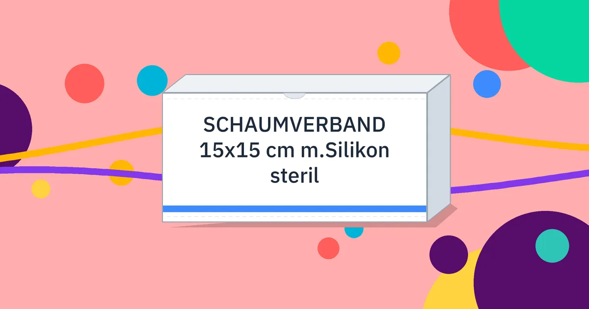 Symbolbild: Packung mit der Aufschrift SCHAUMVERBAND 15x15 cm m.Silikon steril (PZN 19509350) – Verfügbarkeit und Bezug in Apotheken in Frankfurt am Main