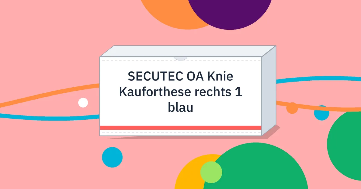 Symbolbild: Packung mit der Aufschrift SECUTEC OA Knie Kauforthese rechts 1 blau (PZN 14253905) – Verfügbarkeit und Bezug in Apotheken in Frankfurt am Main