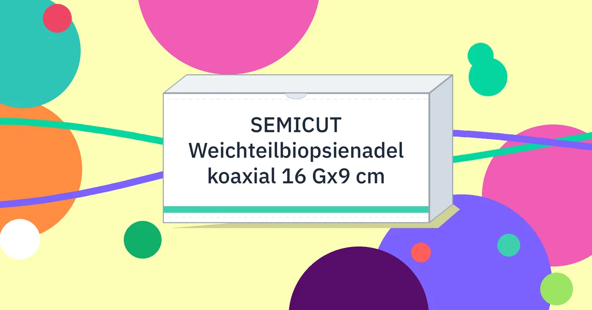 Symbolbild: Packung mit der Aufschrift SEMICUT Weichteilbiopsienadel koaxial 16 Gx9 cm (PZN 19736092) – Verfügbarkeit und Bezug in Apotheken in Frankfurt am Main