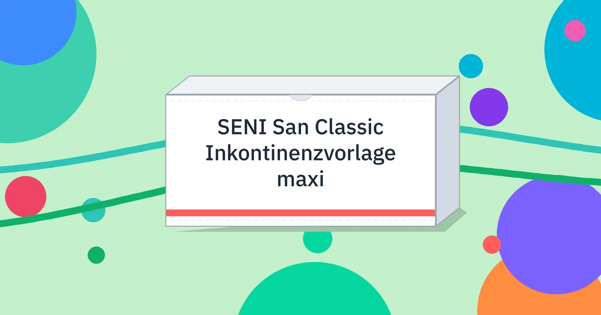 Symbolbild: Packung mit der Aufschrift SENI San Classic Inkontinenzvorlage maxi (PZN 17894148) – Verfügbarkeit und Bezug in Apotheken in Frankfurt am Main