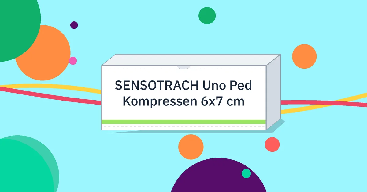 Symbolbild: Packung mit der Aufschrift SENSOTRACH Uno Ped Kompressen 6x7 cm (PZN 10281514) – Verfügbarkeit und Bezug in Apotheken in Frankfurt am Main