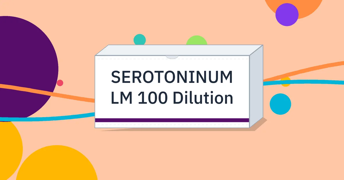 Symbolbild: Packung mit der Aufschrift SEROTONINUM LM 100 Dilution (PZN 13189111) – Verfügbarkeit und Bezug in Apotheken in Frankfurt am Main