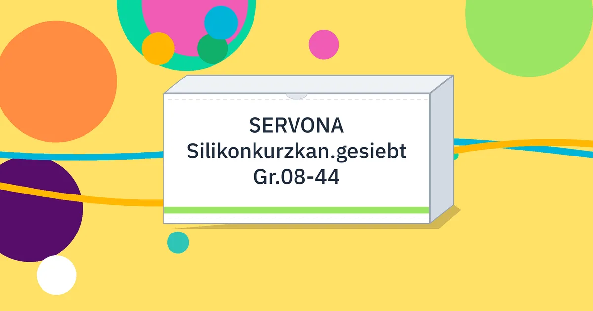 Symbolbild: Packung mit der Aufschrift SERVONA Silikonkurzkan.gesiebt Gr.08-44 (PZN 04054168) – Verfügbarkeit und Bezug in Apotheken in Frankfurt am Main