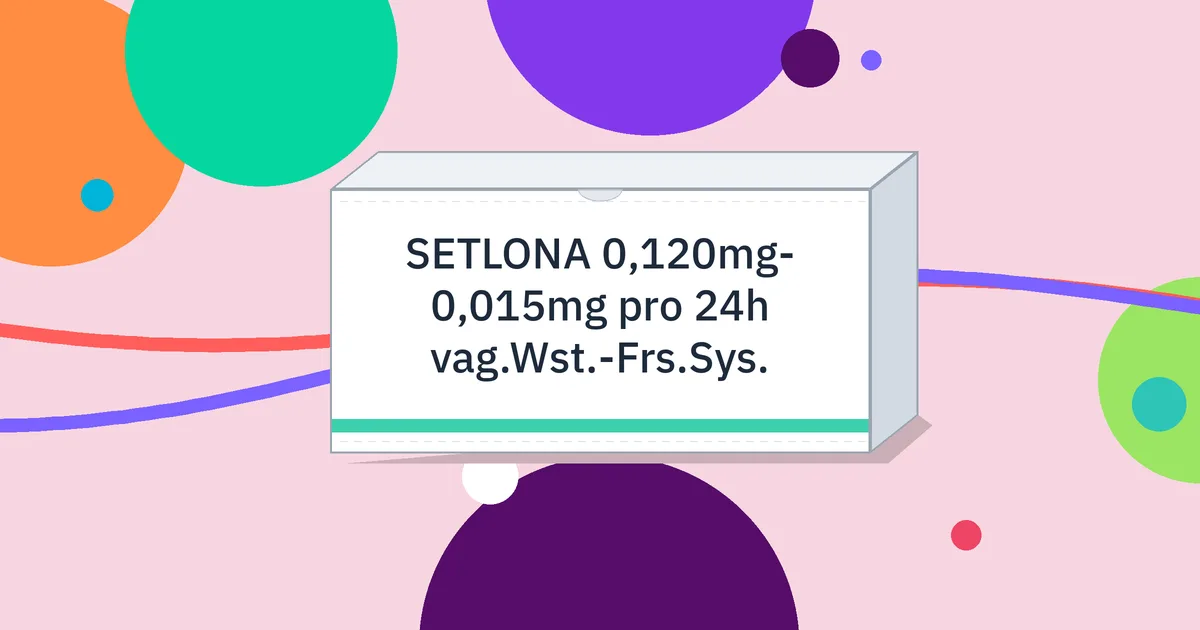 Symbolbild: Packung mit der Aufschrift SETLONA 0,120mg-0,015mg pro 24h vag.Wst.-Frs.Sys. (PZN 13704323) – Verfügbarkeit und Bezug in Apotheken in Frankfurt am Main