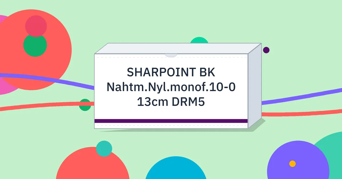 Symbolbild: Packung mit der Aufschrift SHARPOINT BK Nahtm.Nyl.monof.10-0 13cm DRM5 (PZN 17983567) – Verfügbarkeit und Bezug in Apotheken in Frankfurt am Main
