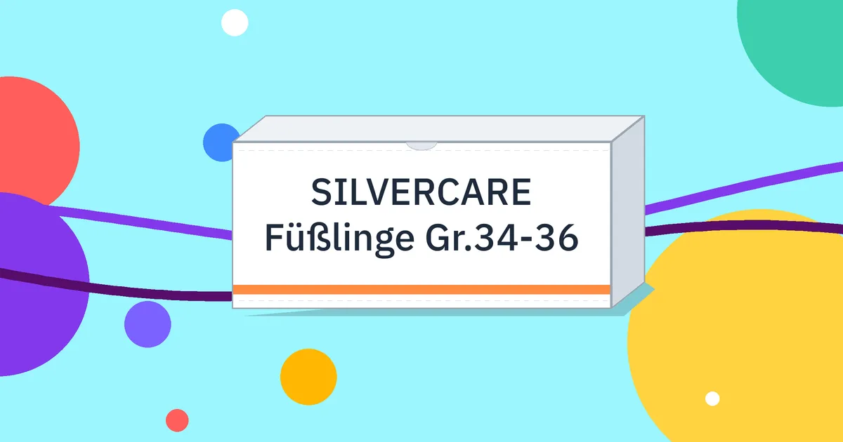 Symbolbild: Packung mit der Aufschrift SILVERCARE Füßlinge Gr.34-36 (PZN 06718402) – Verfügbarkeit und Bezug in Apotheken in Frankfurt am Main