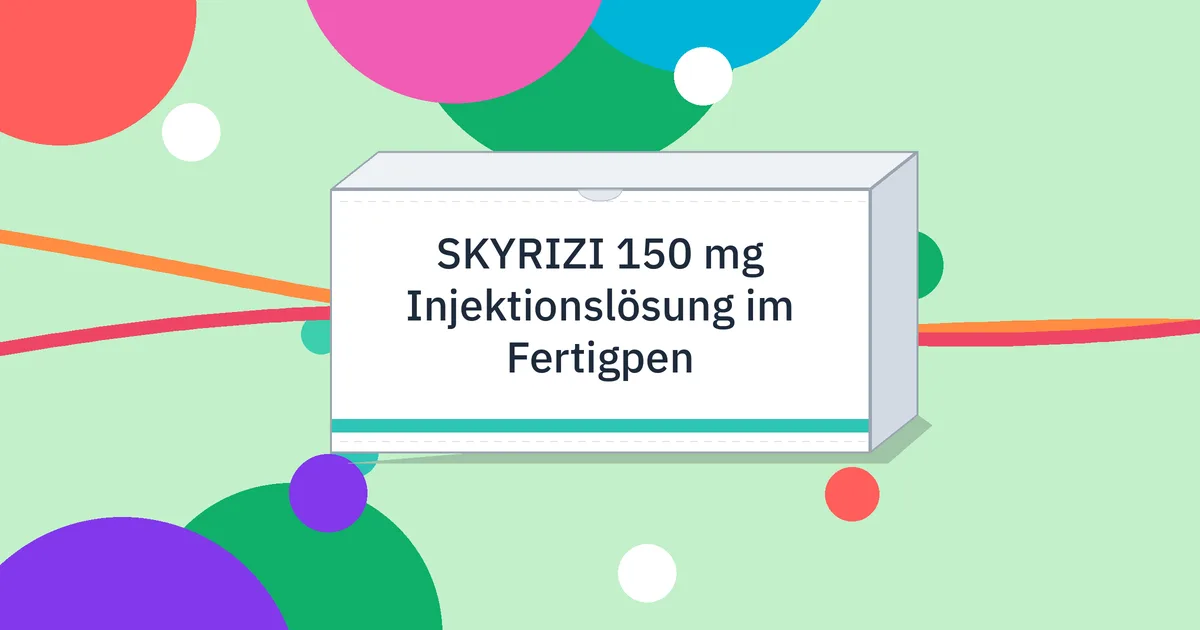 Symbolbild: Packung mit der Aufschrift SKYRIZI 150 mg Injektionslösung im Fertigpen (PZN 18749402) – Verfügbarkeit und Bezug in Apotheken in Frankfurt am Main