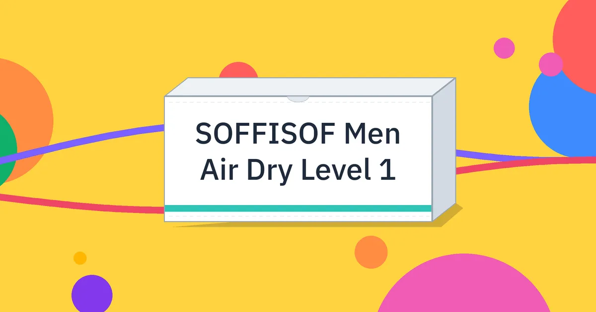 Symbolbild: Packung mit der Aufschrift SOFFISOF Men Air Dry Level 1 (PZN 11659216) – Verfügbarkeit und Bezug in Apotheken in Frankfurt am Main