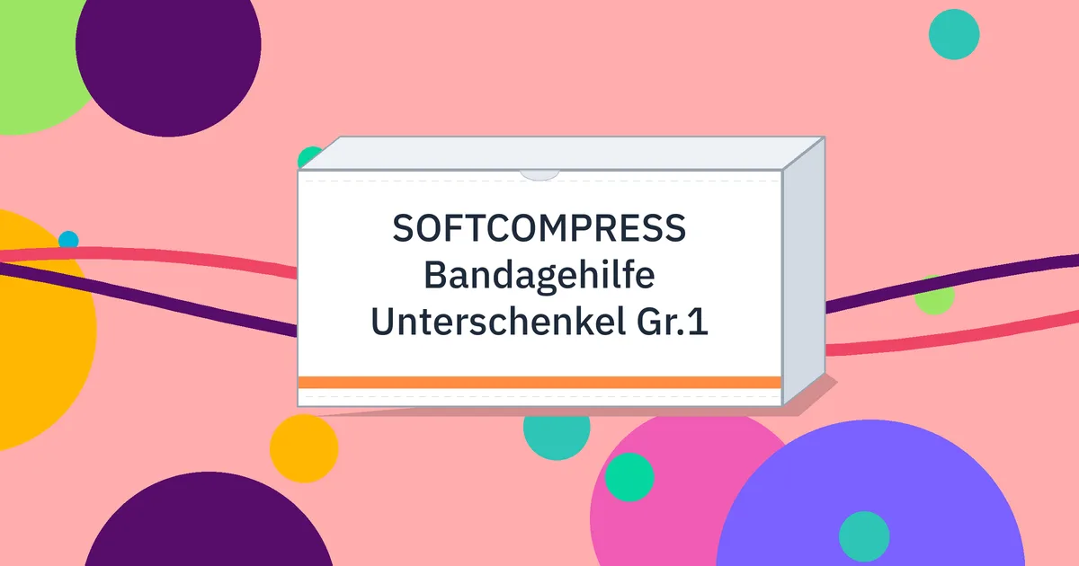 Symbolbild: Packung mit der Aufschrift SOFTCOMPRESS Bandagehilfe Unterschenkel Gr.1 (PZN 13505687) – Verfügbarkeit und Bezug in Apotheken in Frankfurt am Main