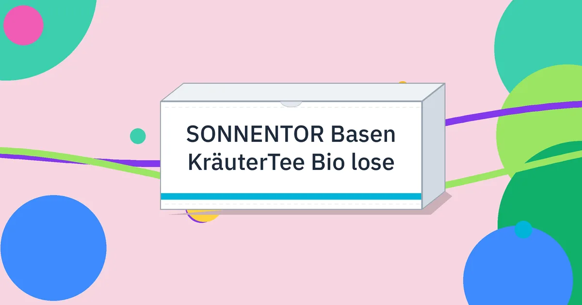Symbolbild: Packung mit der Aufschrift SONNENTOR Basen KräuterTee Bio lose (PZN 18903323) – Verfügbarkeit und Bezug in Apotheken in Frankfurt am Main
